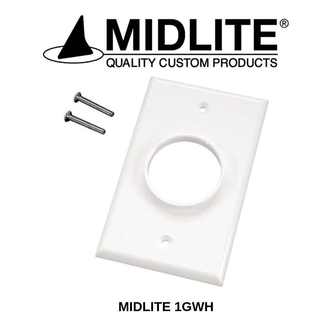 Midlite plaque Wireport simple blanche 1GWH