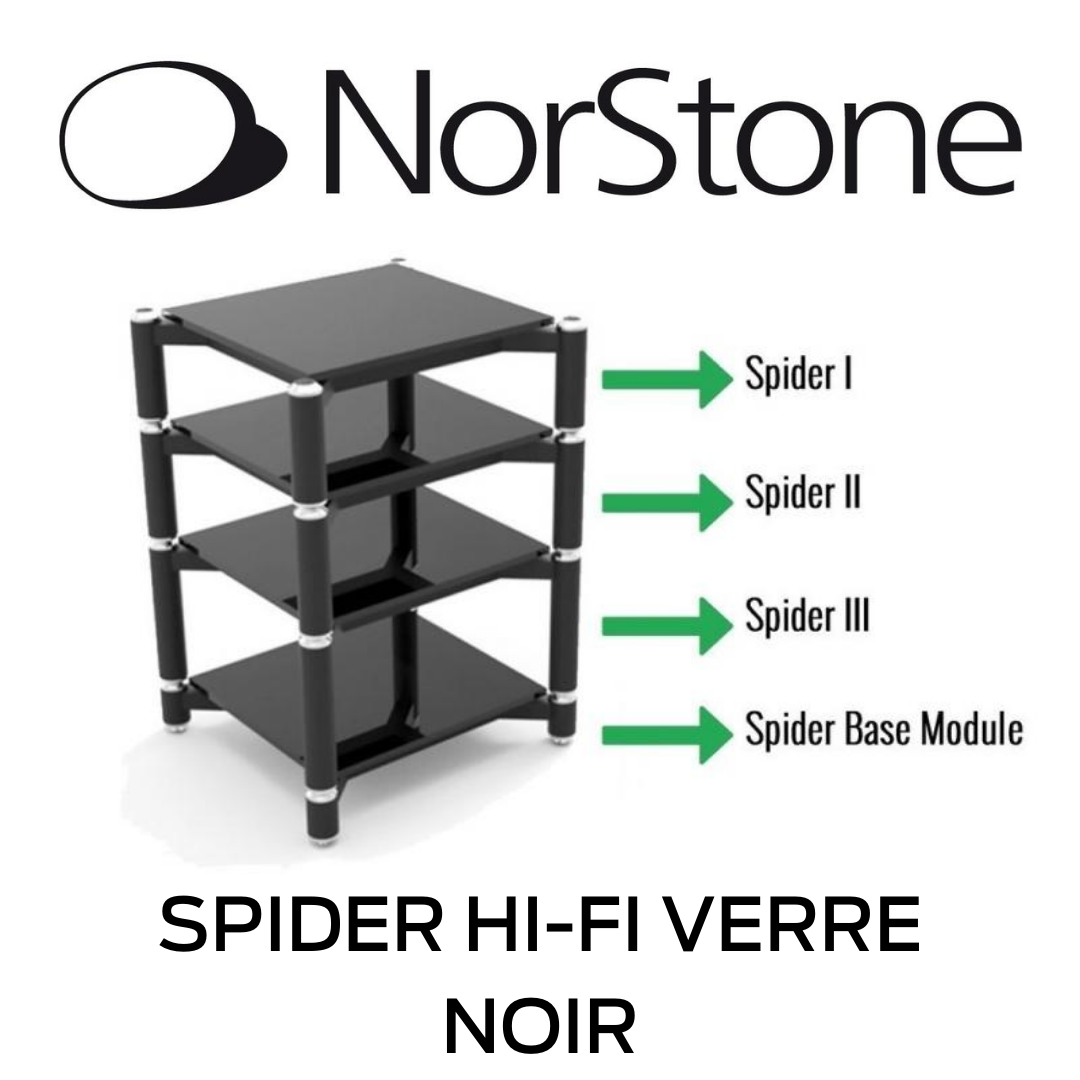 NorStone SPIDER Verre Noir - Meuble Hi-Fi anti-vibration modulable